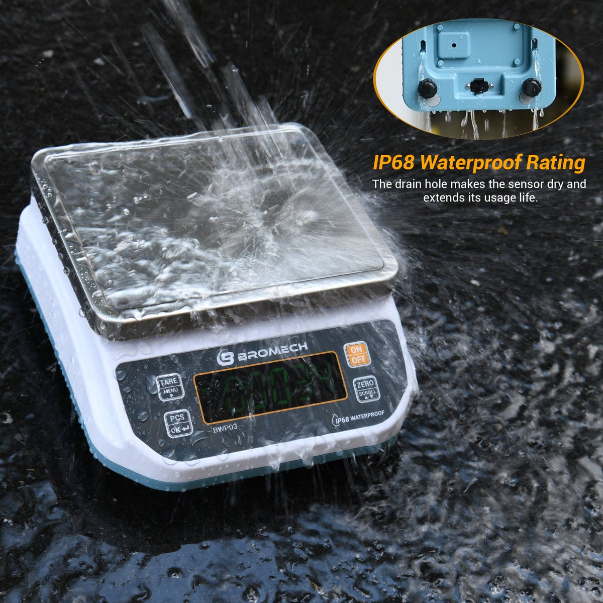 BROMECH High Precision Scale 6lb, 0.001lb IP68 Waterproof with Countin ...